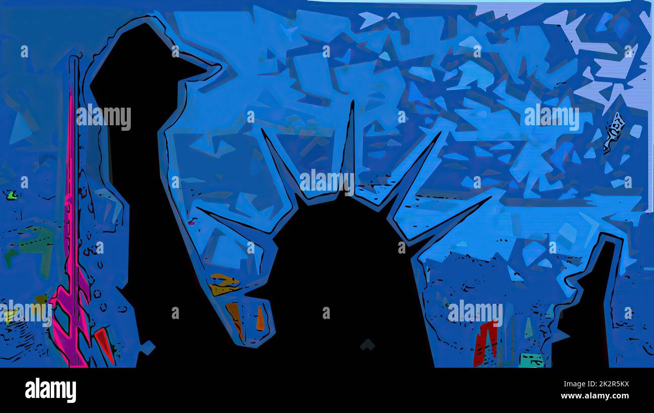 New York Statue of Liberty in a Pop Art Style Layout Stock Photo - Alamy