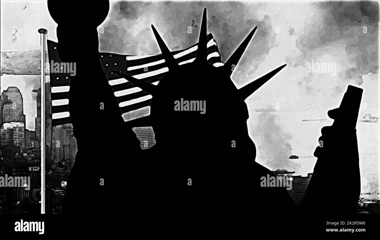 Statue of liberty hand draw digital art illustration Stock Photo - Alamy