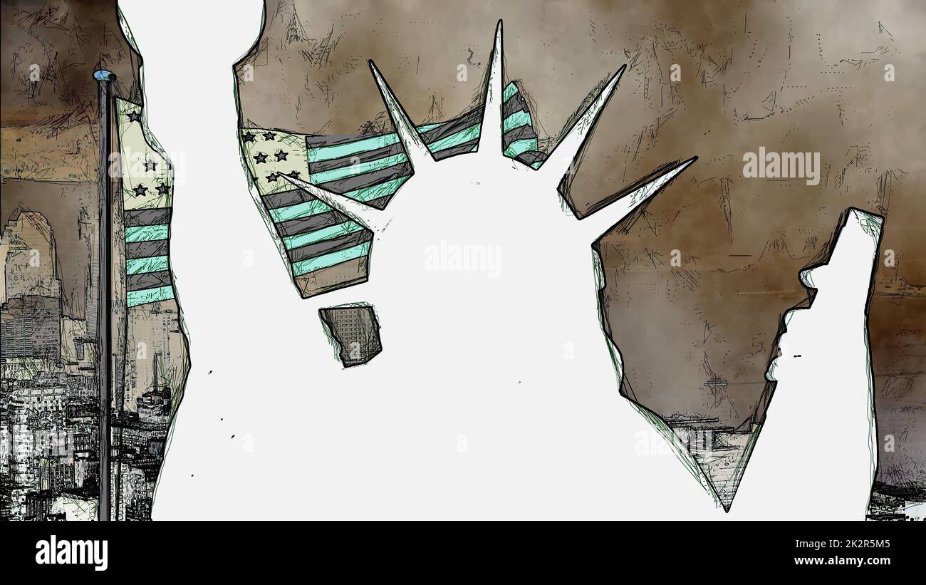 New York Statue of Liberty in a Pop Art Style Layout Stock Photo - Alamy