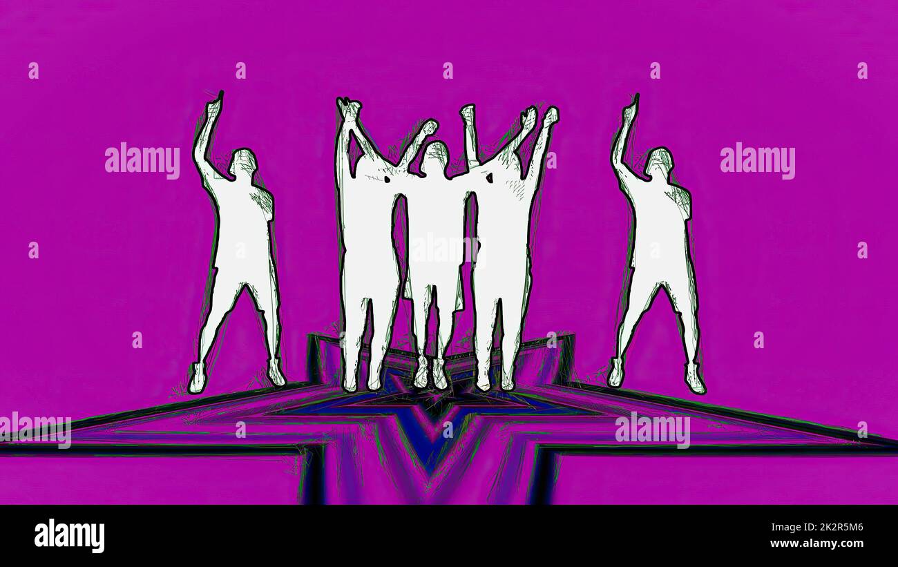 People dancing hand draw digital art illustration Stock Photo - Alamy