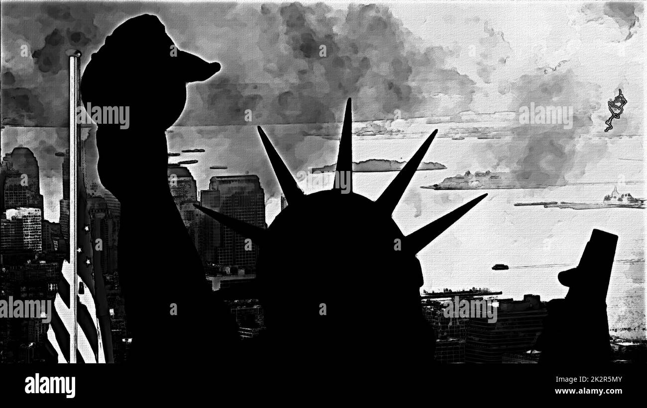 Statue of liberty hand draw digital art illustration Stock Photo - Alamy
