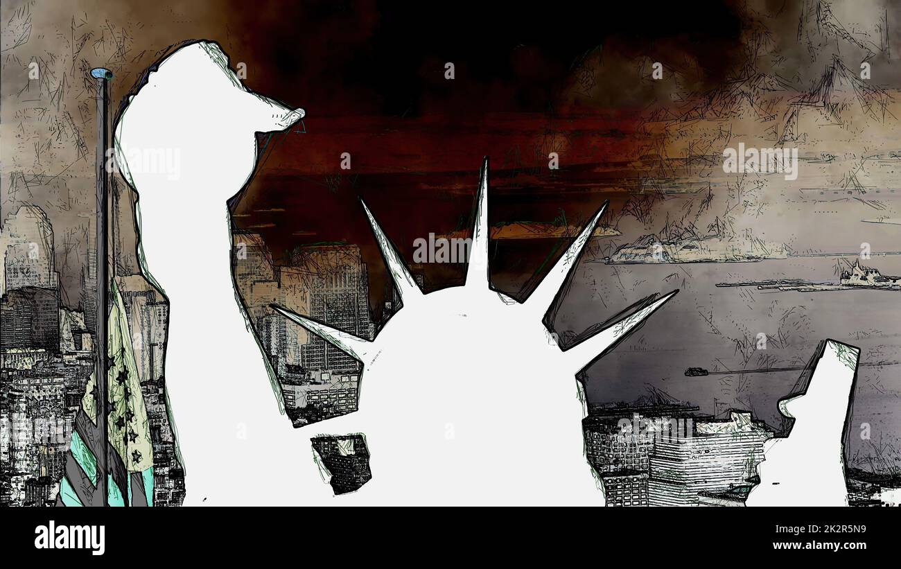 New York Statue of Liberty in a Pop Art Style Layout Stock Photo - Alamy