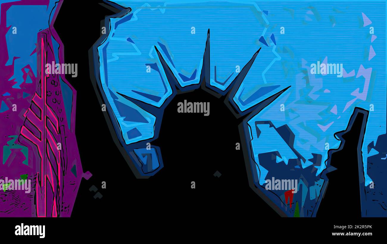 New York Statue of Liberty in a Pop Art Style Layout Stock Photo - Alamy