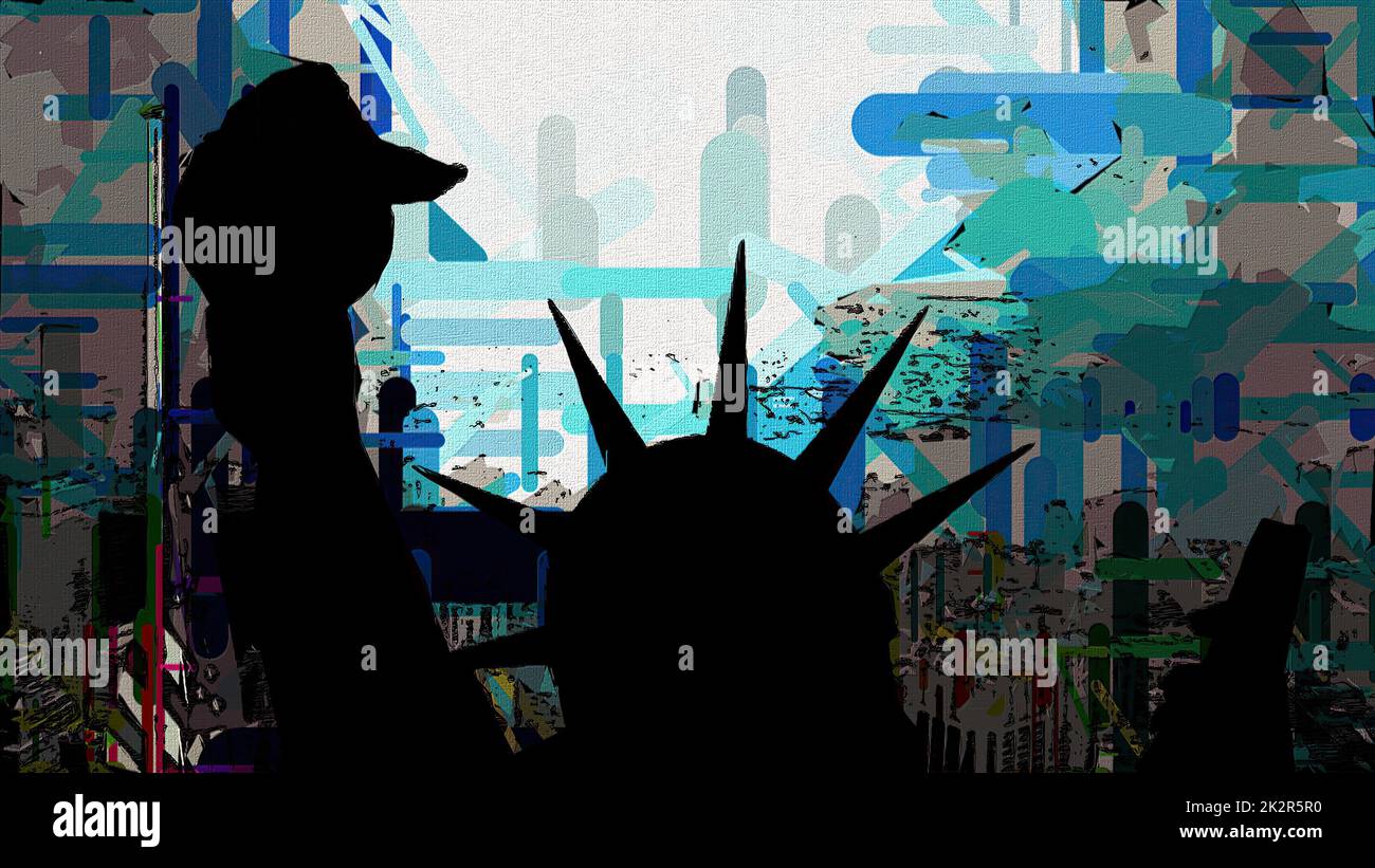 New York Statue of Liberty in a Pop Art Style Layout Stock Photo - Alamy