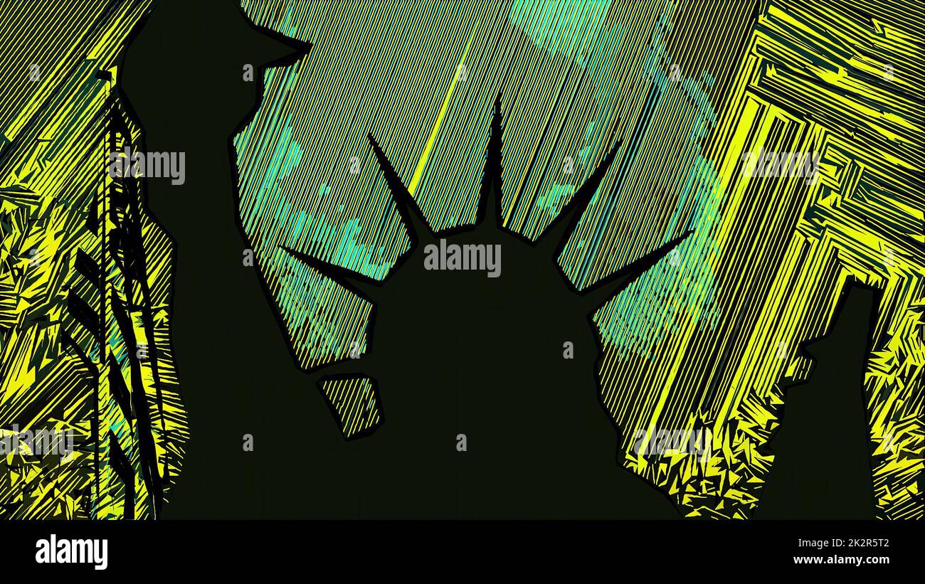New York Statue of Liberty in a Pop Art Style Layout Stock Photo - Alamy