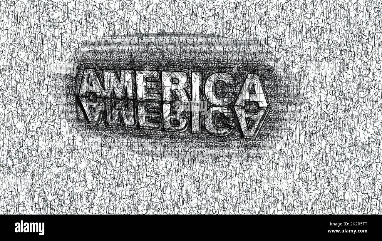 America text hand draw digital art illustration Stock Photo - Alamy