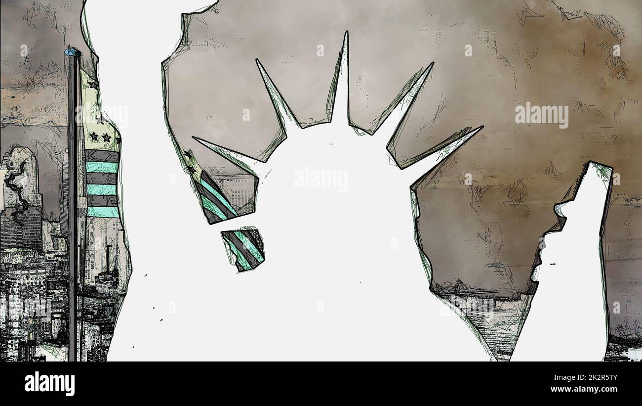 New York Statue of Liberty in a Pop Art Style Layout Stock Photo - Alamy