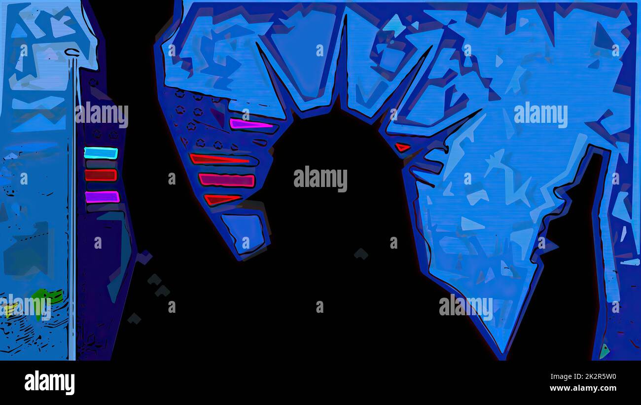 New York Statue of Liberty in a Pop Art Style Layout Stock Photo - Alamy