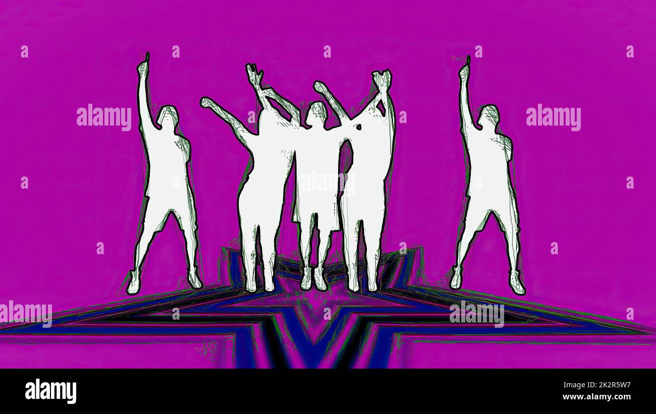 People dancing hand draw digital art illustration Stock Photo - Alamy