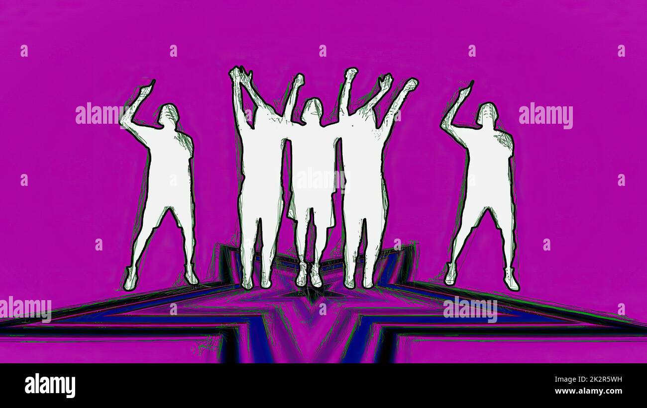 People dancing hand draw digital art illustration Stock Photo - Alamy