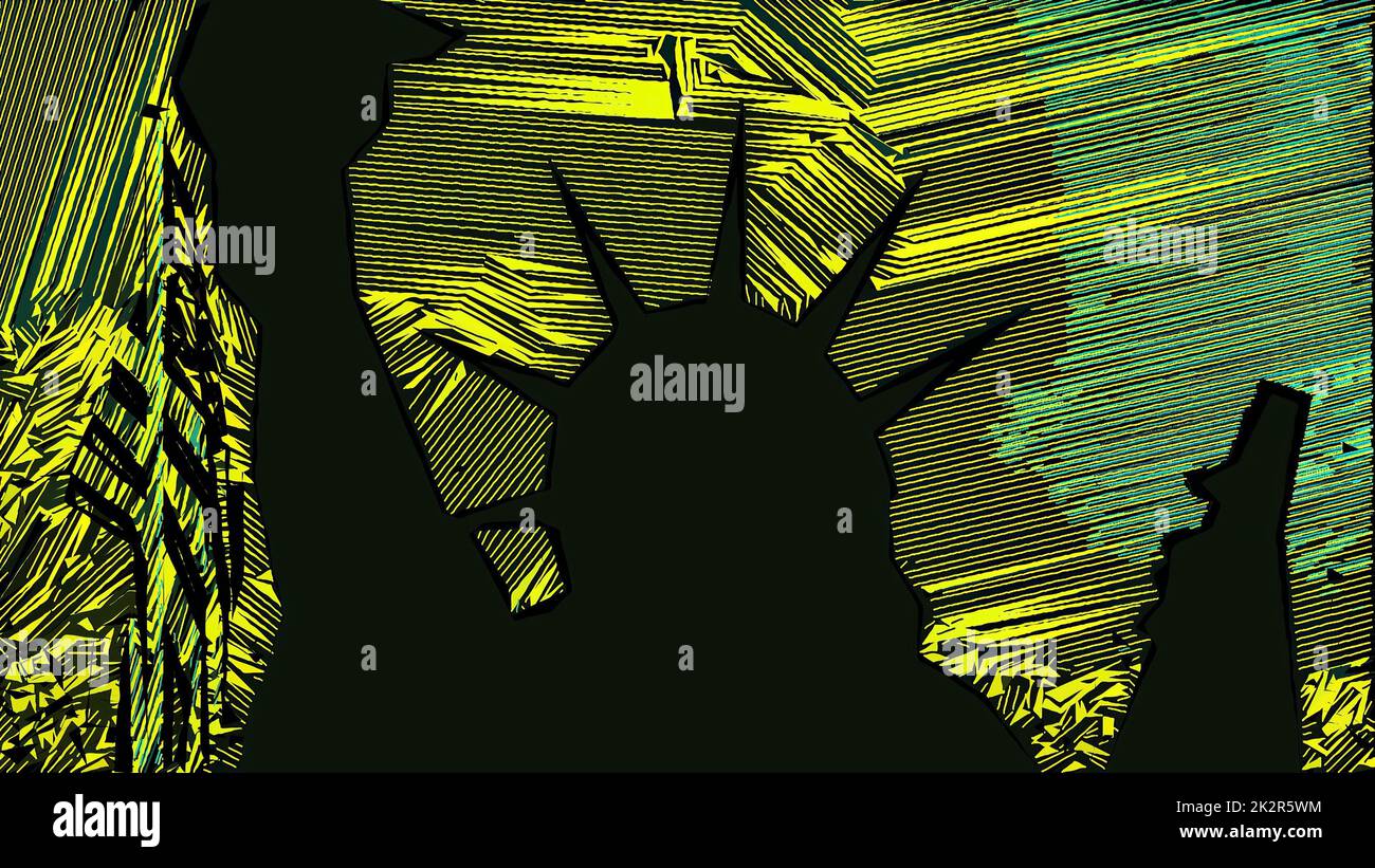 New York Statue of Liberty in a Pop Art Style Layout Stock Photo - Alamy