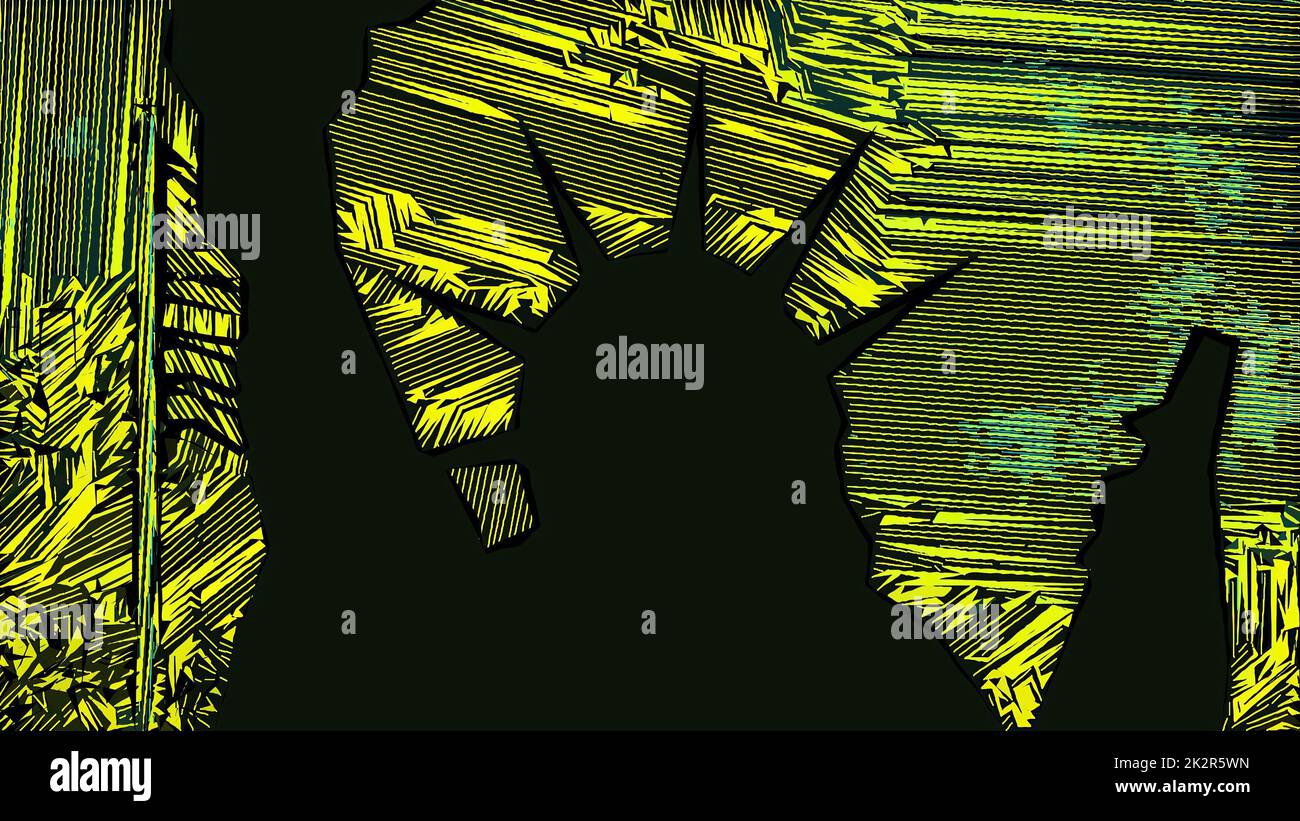 New York Statue of Liberty in a Pop Art Style Layout Stock Photo - Alamy