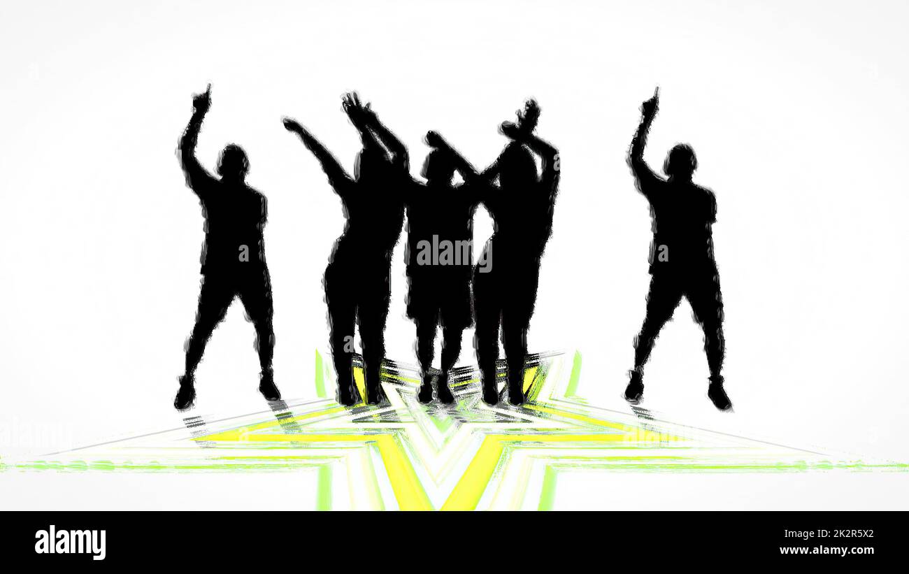 People dancing hand draw digital art illustration Stock Photo - Alamy