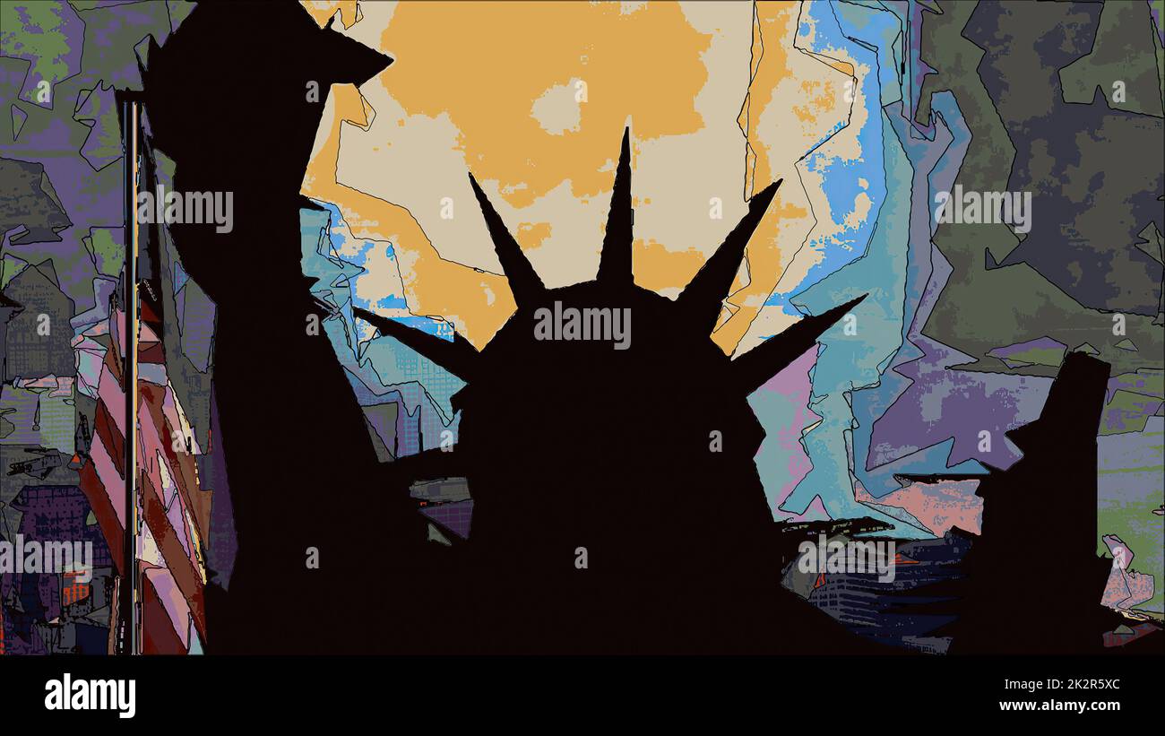 New York Statue of Liberty in a Pop Art Style Layout Stock Photo - Alamy