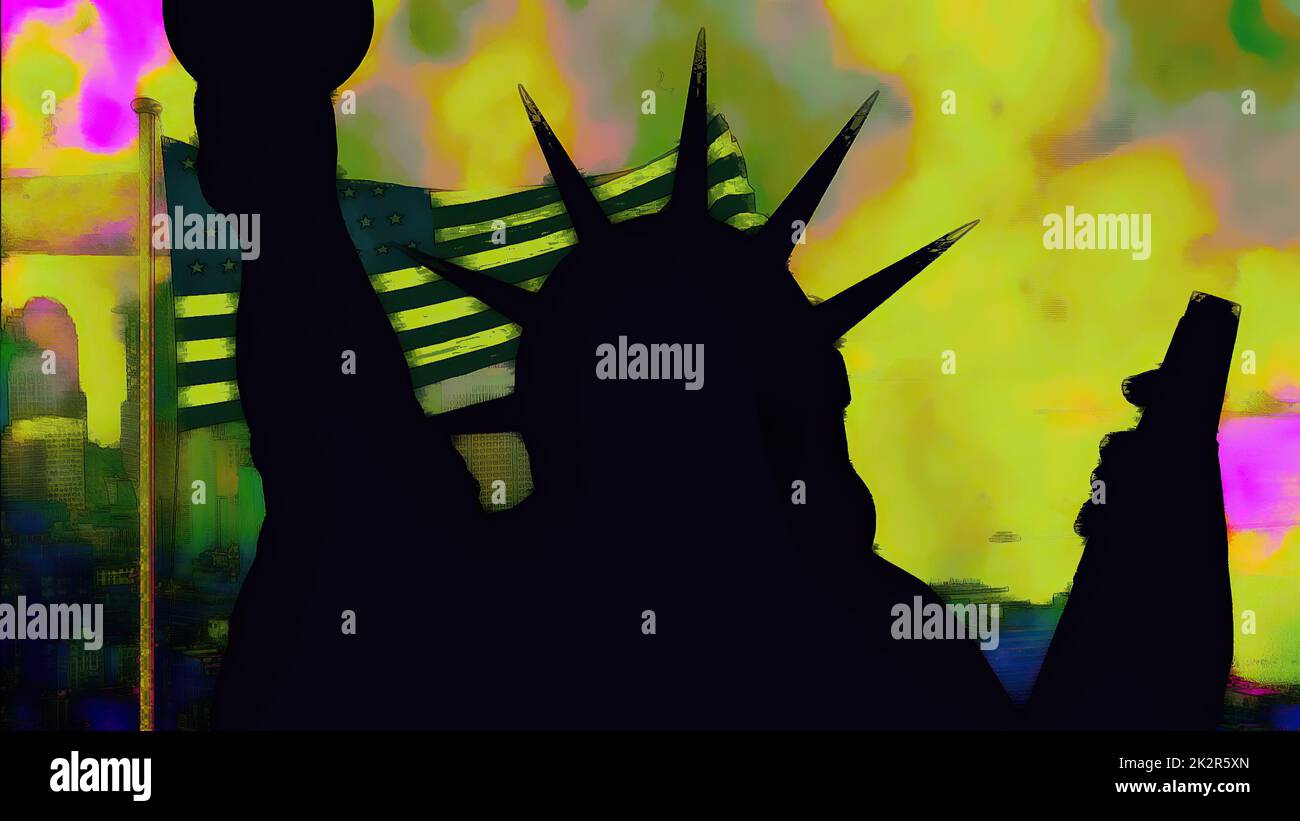 New York Statue of Liberty in a Pop Art Style Layout Stock Photo - Alamy