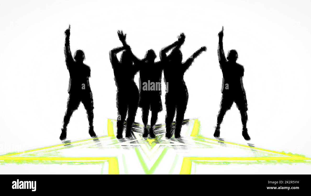 People dancing hand draw digital art illustration Stock Photo - Alamy
