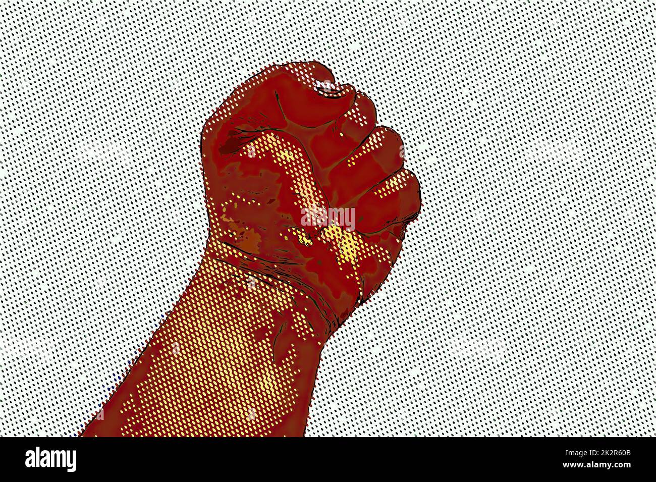 A clenched fist held high in protest Stock Photo - Alamy