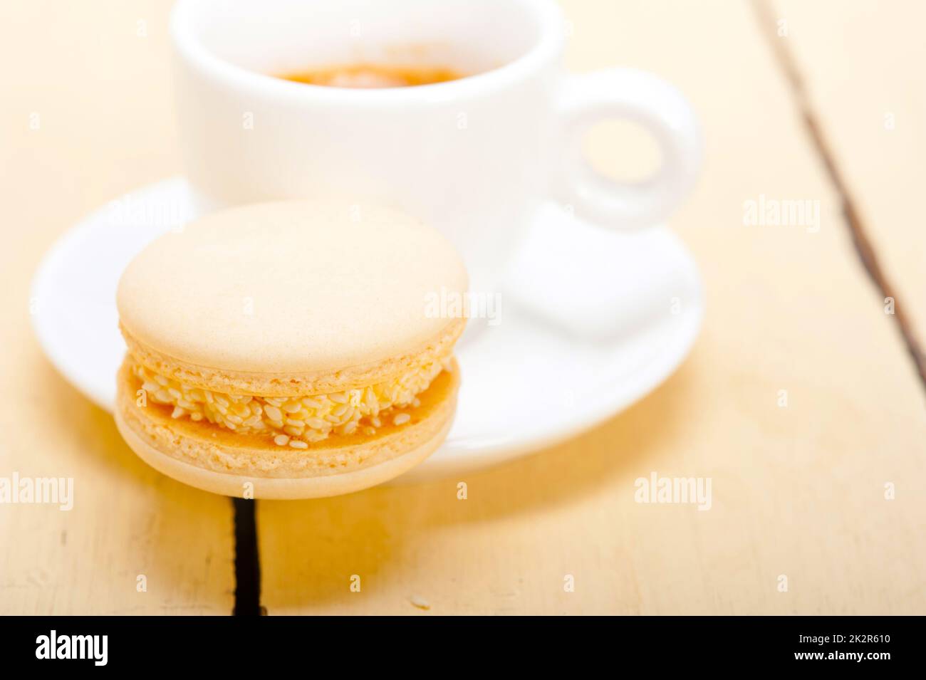 colorful macaroons with espresso coffee Stock Photo - Alamy