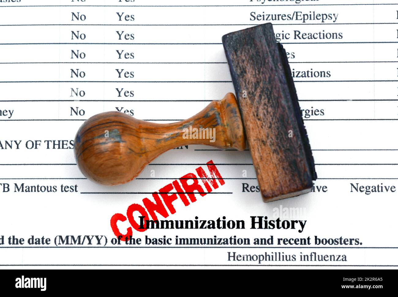Immunization history form Stock Photo - Alamy