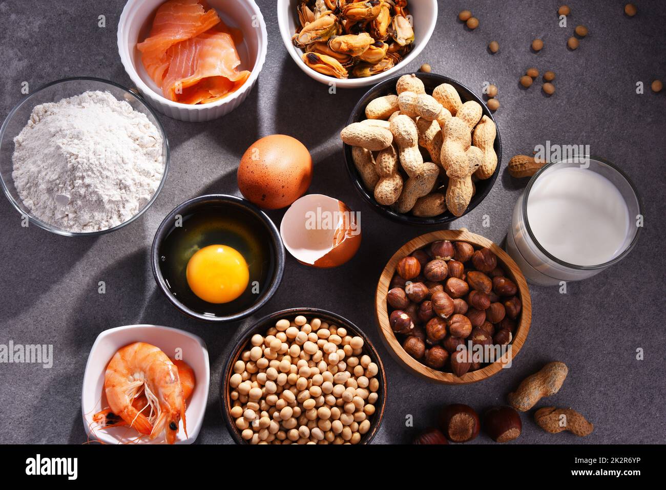Composition with common food allergens Stock Photo - Alamy