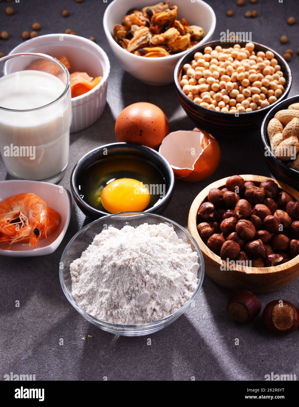 Composition with common food allergens Stock Photo - Alamy