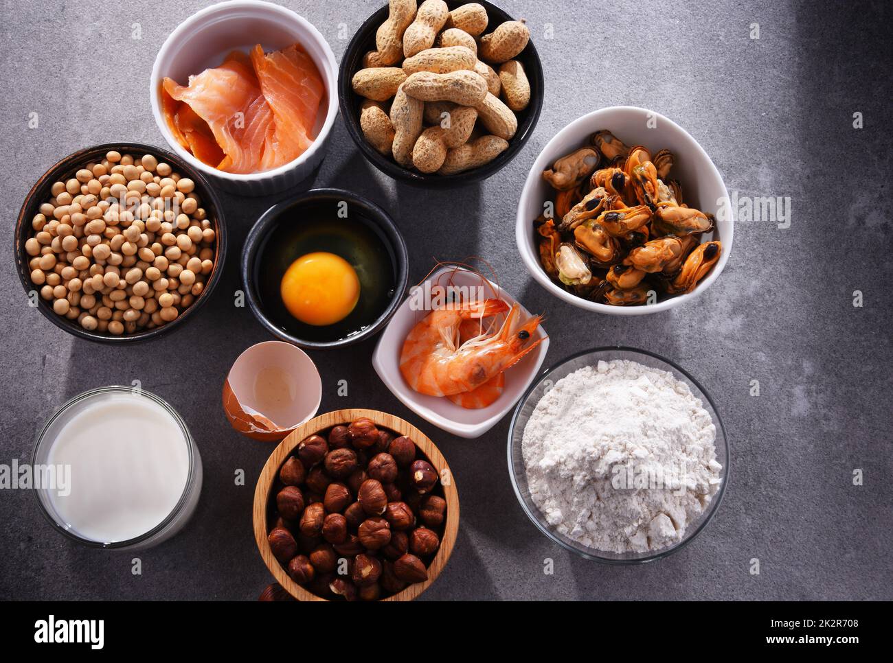 Composition with common food allergens Stock Photo - Alamy