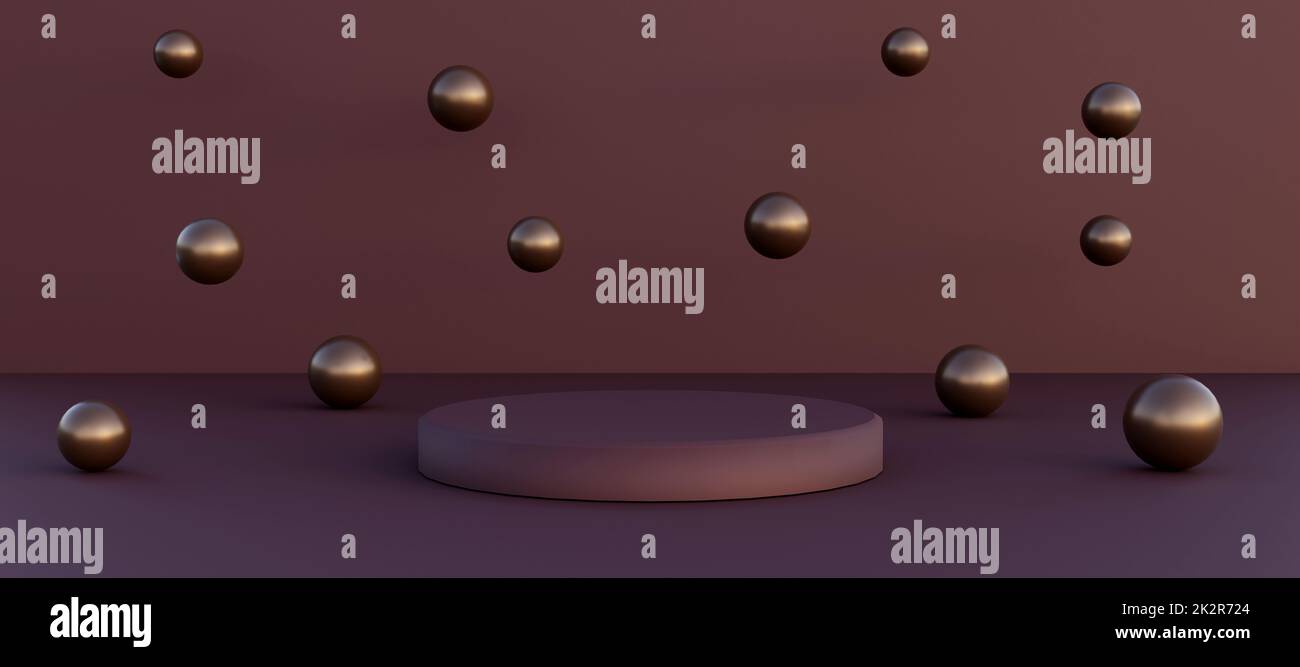 Elegant podium with abstract art objects. Stand to show products. Stage ...