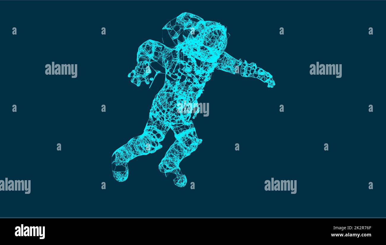 Abstraction with astronaut in the space, consisting of lines and shapes ...