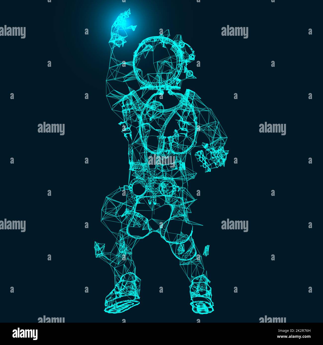 Abstract illustration of an astronaut. Connection linear shapes with ...