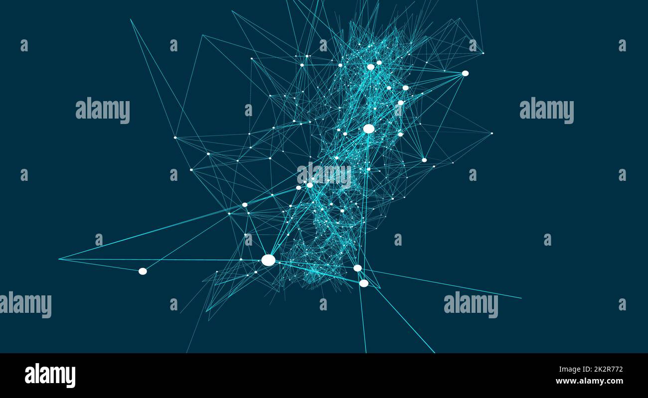 Abstract connections are in space. Background with connecting dots and lines. Connection ...