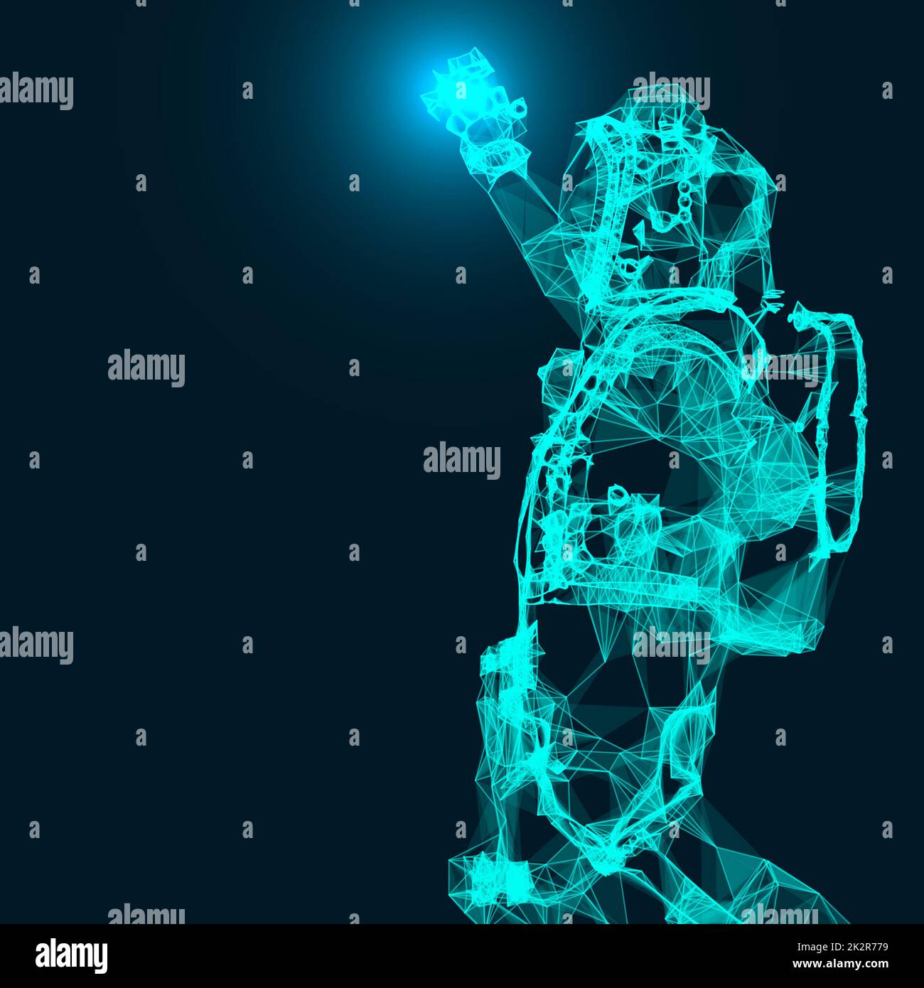 Abstract illustration of an astronaut. Connection linear shapes with ...