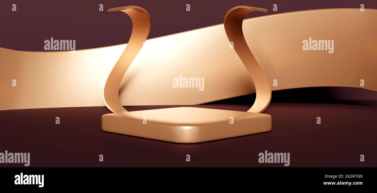 Elegant podium with abstract art objects. Stand to show products. Stage ...