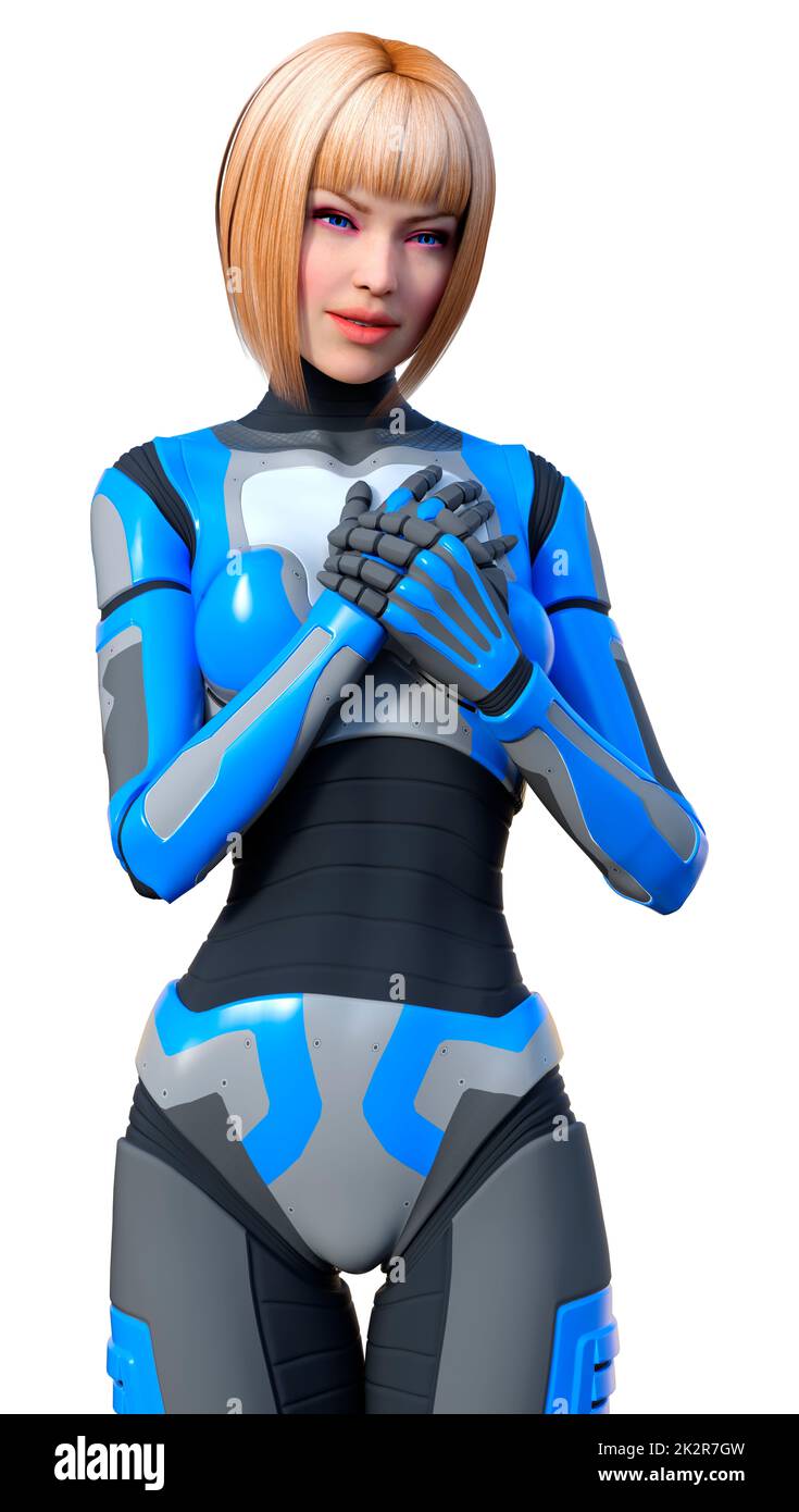 3D Rendering Female Robot on White Stock Photo - Alamy