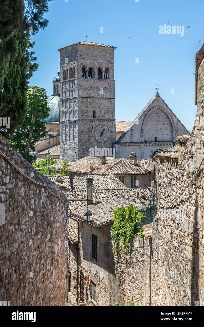 Assisi village in Umbria region, Italy. The town is famous for the most ...
