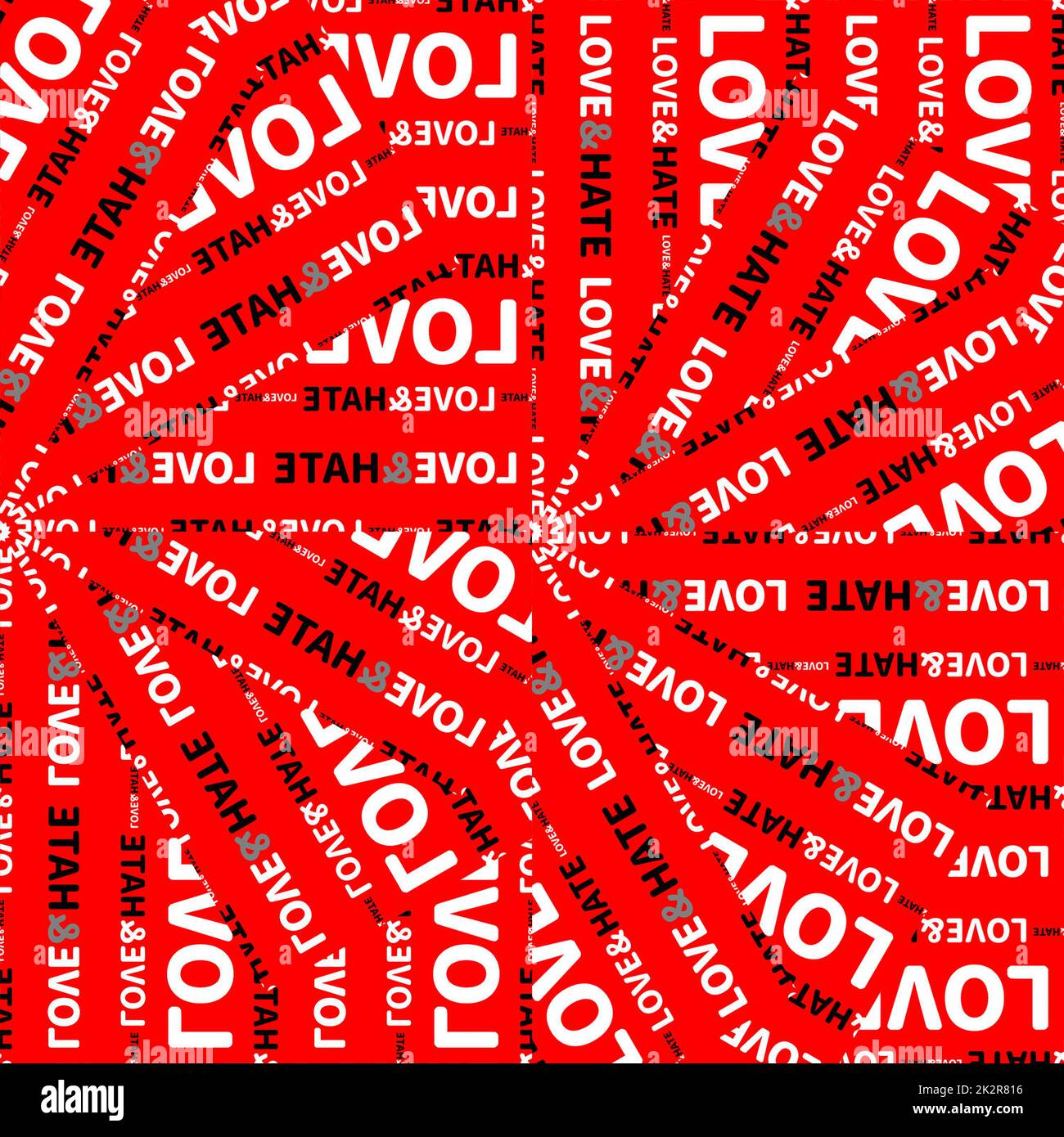 Love and Hate Typographic Design Pattern Stock Photo - Alamy