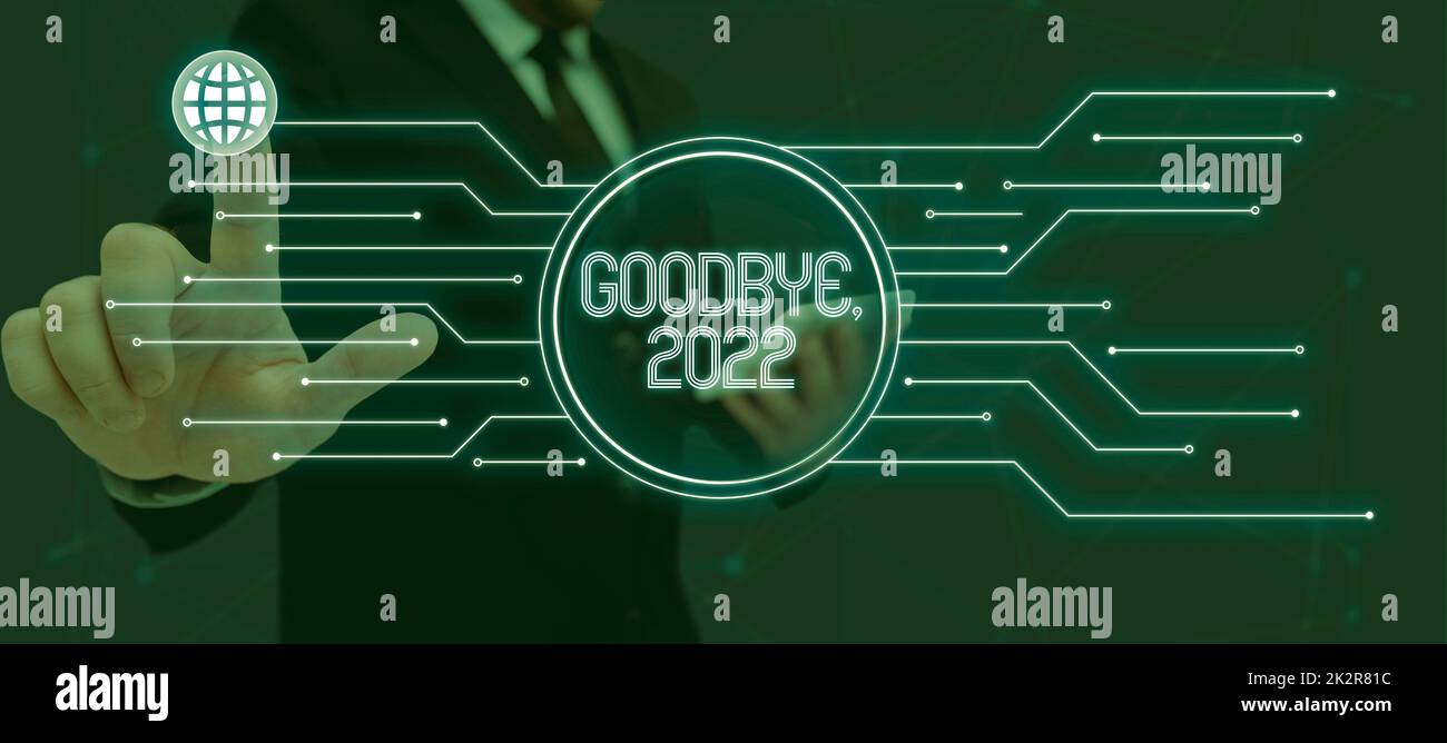 Sign displaying Goodbye 2022. Word Written on New Year Eve Milestone ...