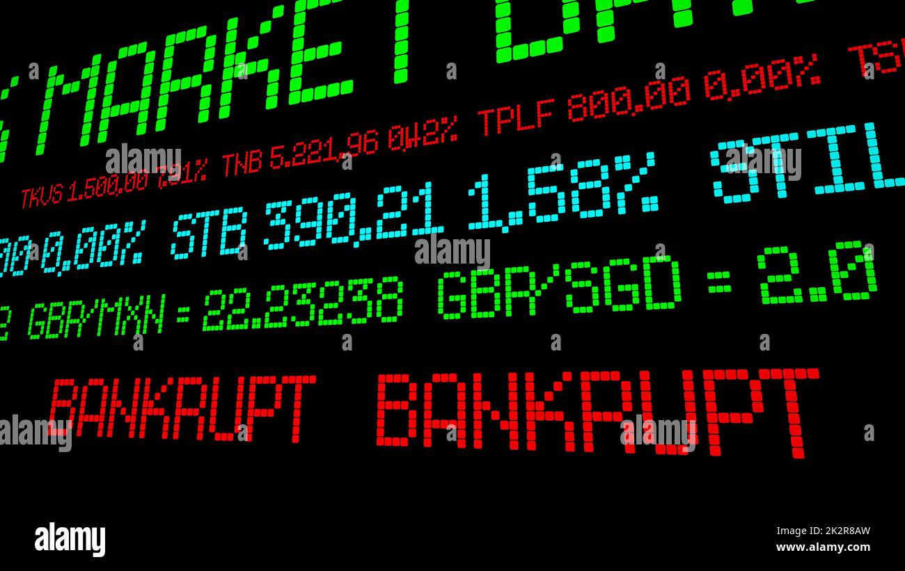 Stock ticker reads bankrupt Stock Photo - Alamy
