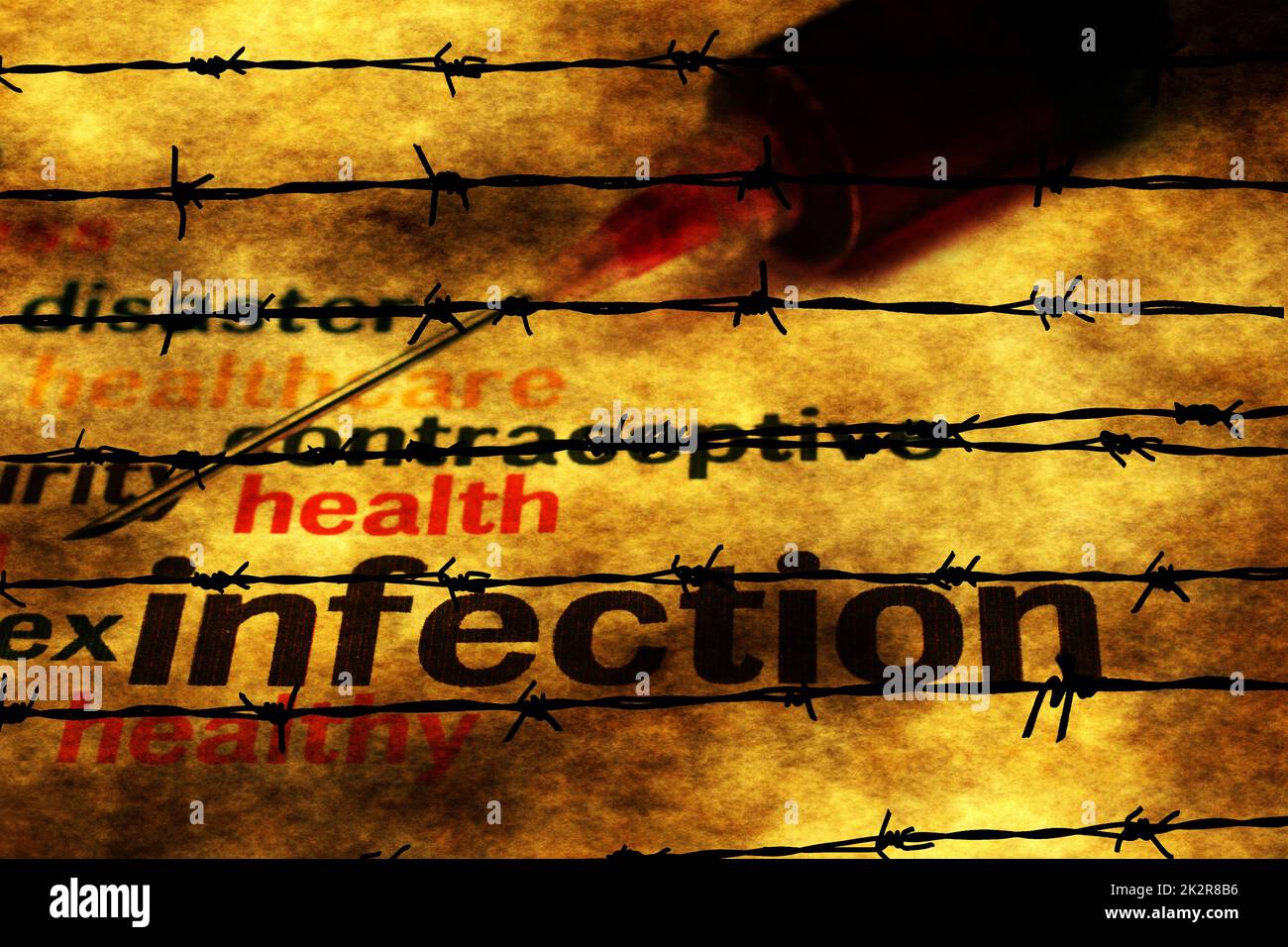 Syringe and infection concept against barbwire Stock Photo - Alamy