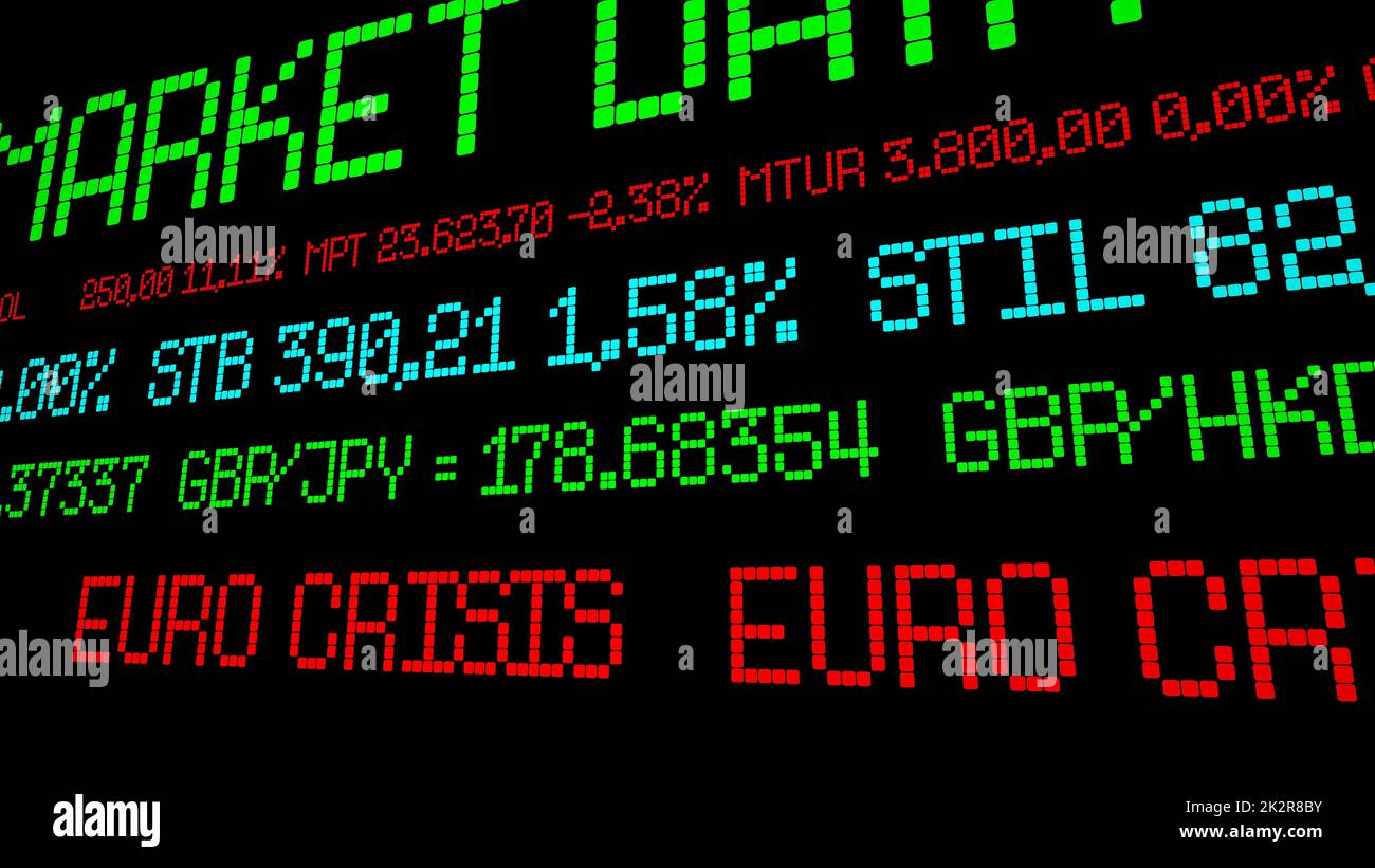 Euro crisis ticker Stock Photo - Alamy