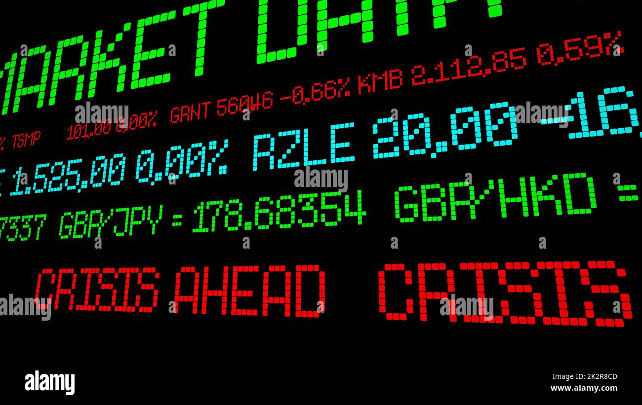 Stock ticker crisis ahead Stock Photo - Alamy