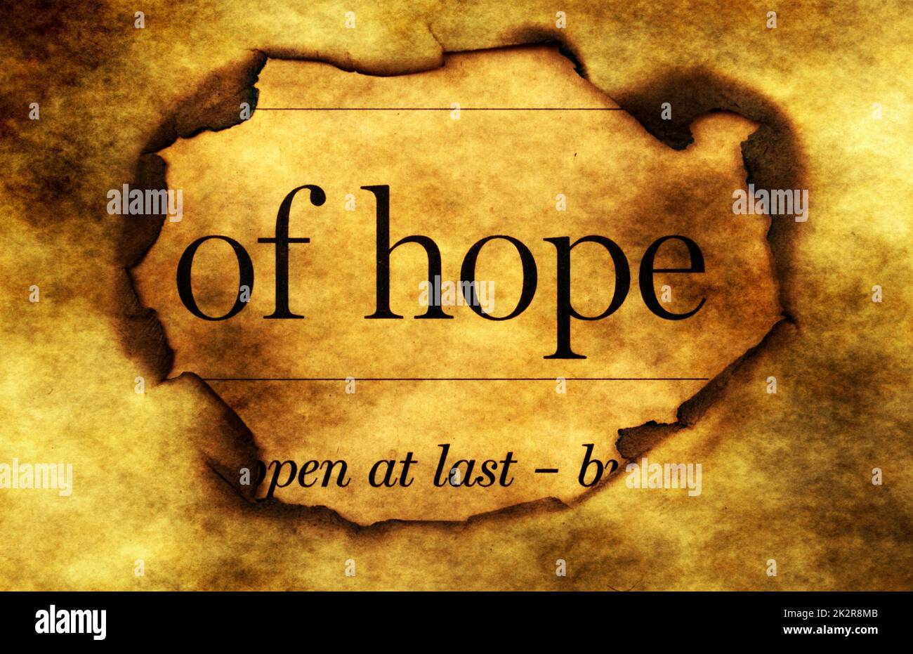 Hope text on grunge paper hole Stock Photo - Alamy