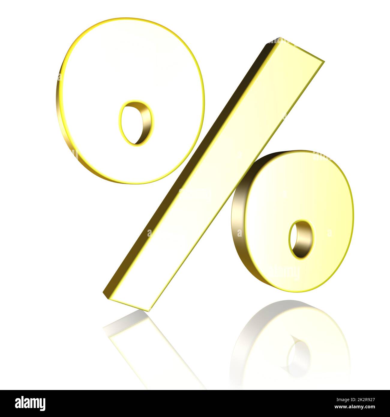 Percentage symbol in yellow, gold on a white background as a 3D illustration, 3D rendering Stock ...