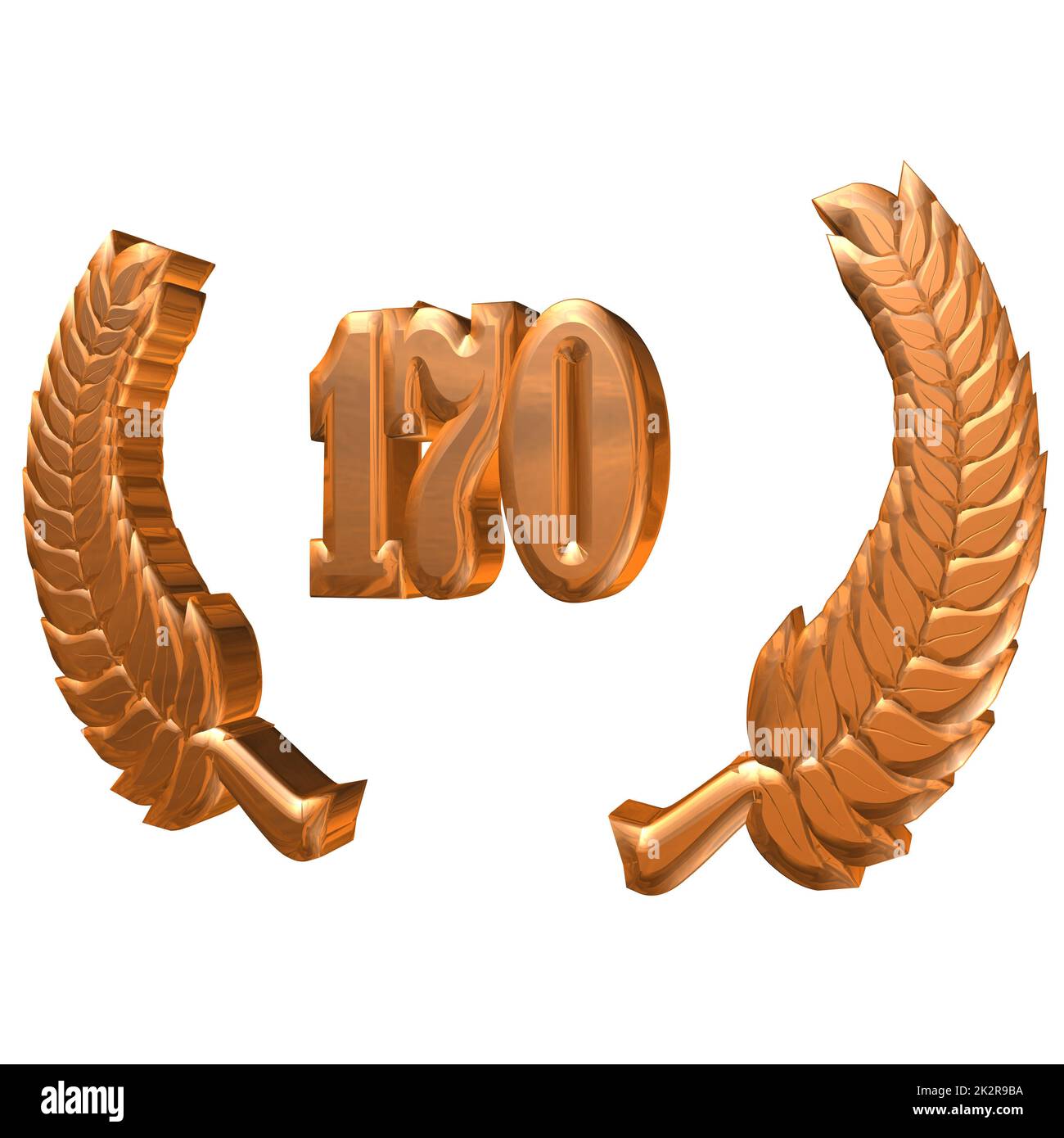 Number 170 with laurel wreath or honor wreath as a 3D-illustration, 3D ...