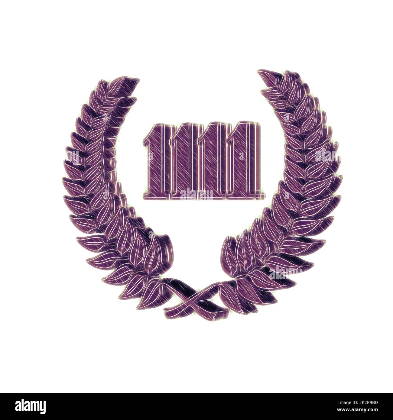 Number 1111 with laurel wreath or honor wreath as a 3D-illustration, 3D ...
