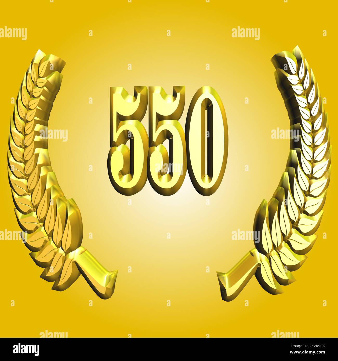 Number 550 with laurel wreath or honor wreath as a 3D-illustration, 3D ...
