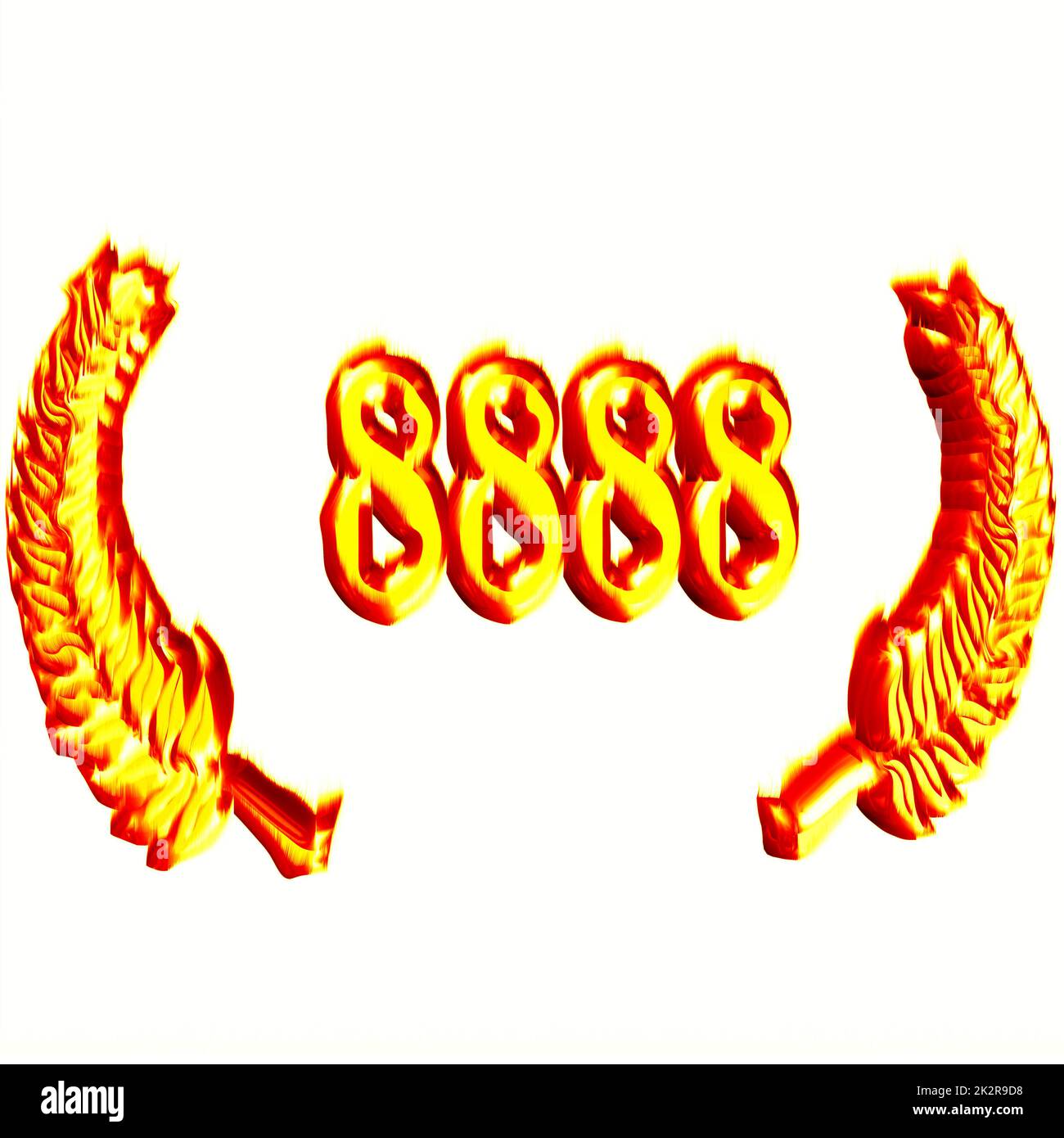 Number 8888 with laurel wreath or honor wreath as a 3D-illustration, 3D ...