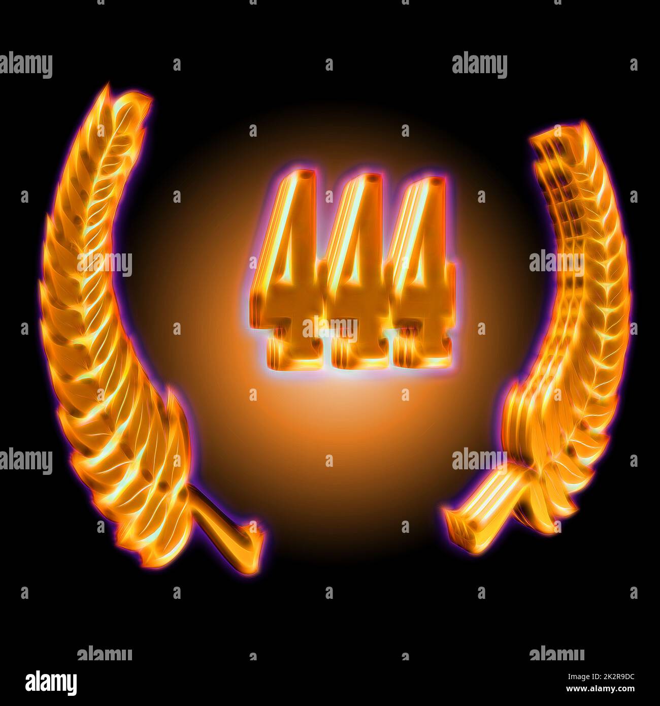 Number 444 with laurel wreath or honor wreath as a 3D-illustration, 3D ...
