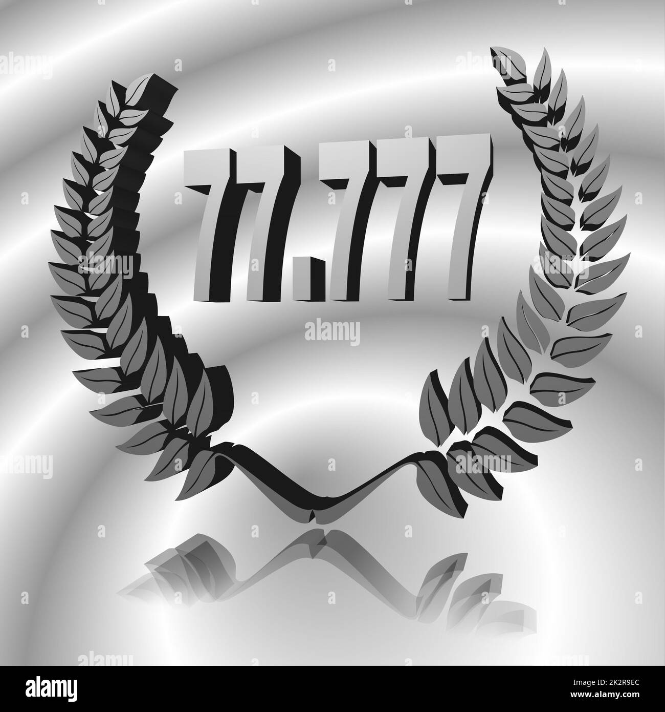 Number 77777 with laurel wreath or honor wreath as a 3D-illustration ...