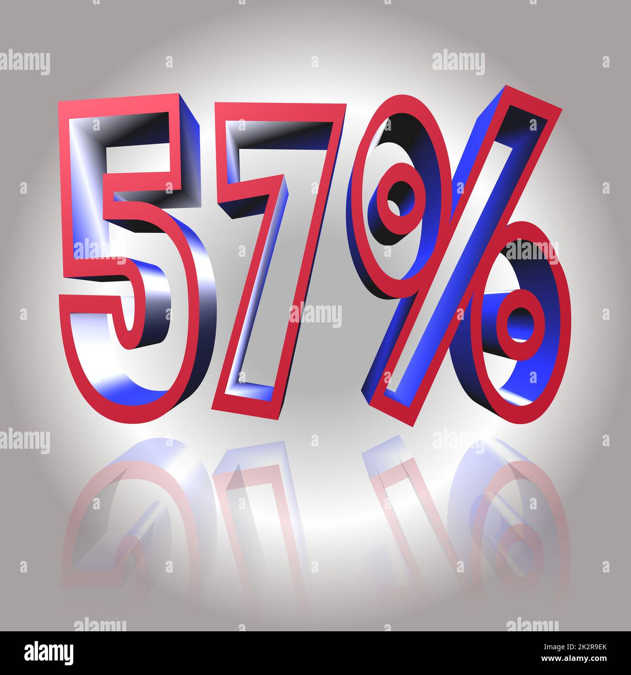 57%, 57 percent as a 3D illustration, 3D rendering Stock Photo - Alamy