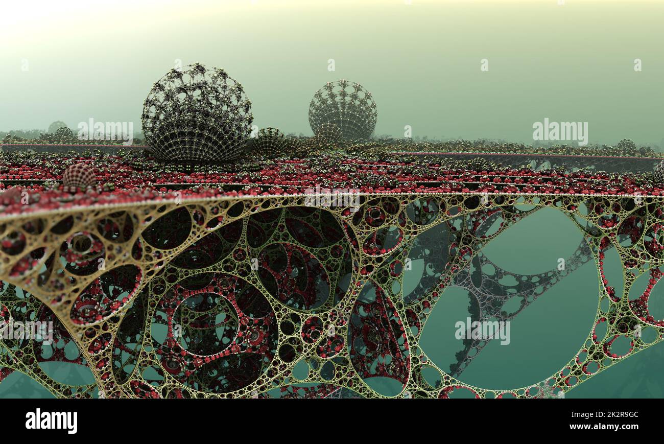 Abstract Computer generated Fractal design. 3D Aliens Illustration of a ...